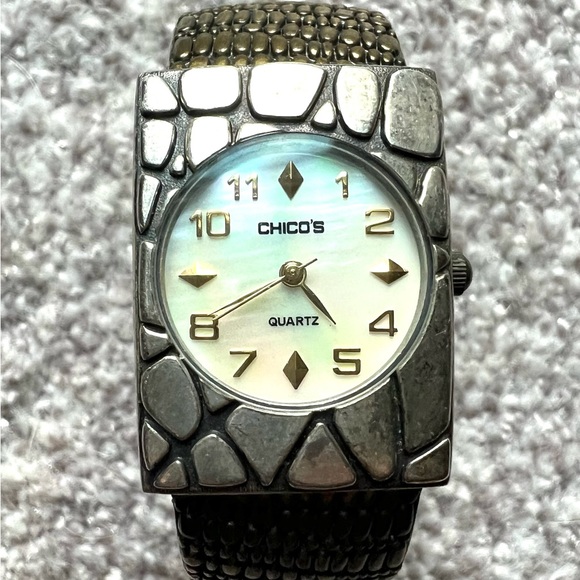 Chico's | Accessories | Vintage Chicos Cuff Wristwatch 3tone Metallic ...